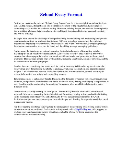 School Essay Format Pdf Revolver Rifle