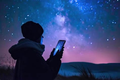 Premium Photo A Person Using A Mobile App For Identifying Celestial