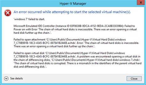 fix the chain of virtual hard disks is inaccessible password recovery