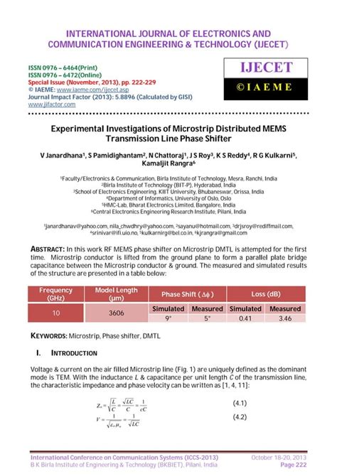 Experimental Investigations Of Microstrip Distributed Mems Pdf