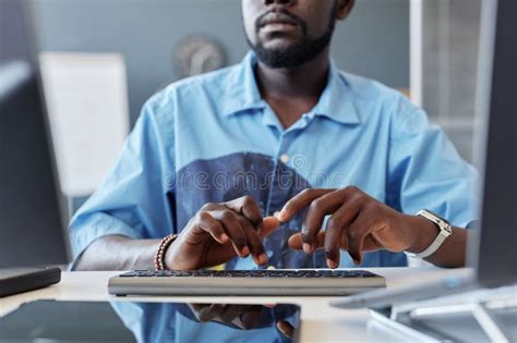 Typing On Keyboard In Modern Office Setting Stock Image Image Of Modern Focus 346543915