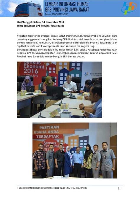 Monitoring Evaluasi Training Cps Creative Problem Solving Bps