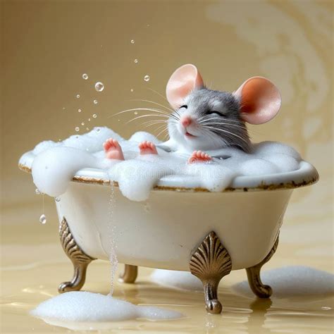 Mouse Illustration Adorable Little Mouse Enjoying A Relaxing Bubble