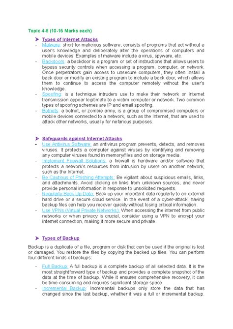Information Systems 622 Ca Test 2 Revision Topic 4 8 10 15 Marks Each Types Of Internet