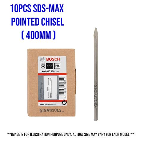 Bosch 10pcs Sds Max Pointed Chisel 400mm 2608690128 Made In It