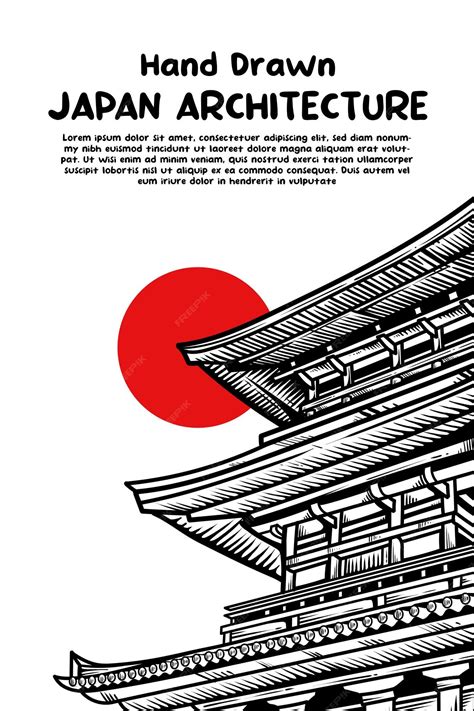 Premium Vector Hand Drawn Japanese Architecture Vector Illustration 001