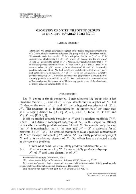 Pdf Geometry Of 2 Step Nilpotent Groups With A Left … · And