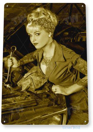Hot Rod Pin Up Sign B Tinworld Model Pin Up Signs Tinsign Com