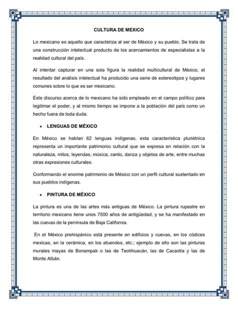 Ensayo Sobre La Cultura Mexicana Pdf México Cultura General