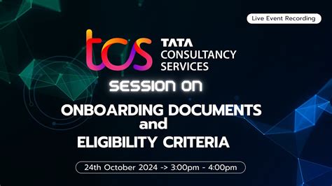 Tcs Onboarding Documents And Eligibility Criteria Meeting 24 Oct 2024 Youtube