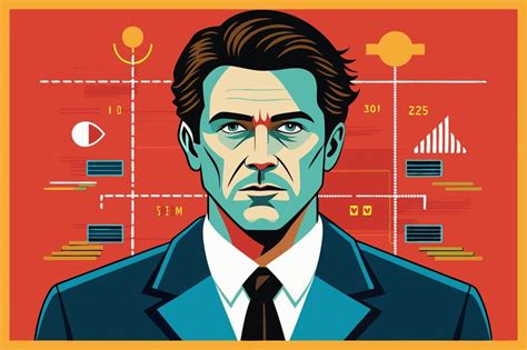 A Serious Male Figure Is Illustrated With Graphs And Metrics In A Forensicthemed Design Filled
