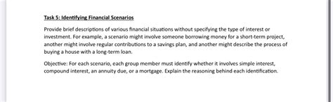 Solved Task 5 Identifying Financial Scenariosprovide Brief