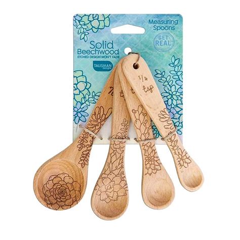 Talisman Designs Laser Etched Honey Bee Beechwood Measuring Spoons