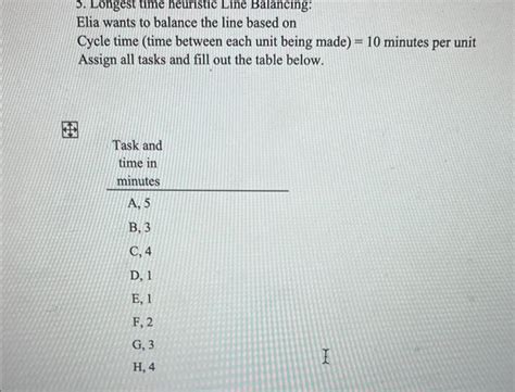 Solved 5 Longest Time Heuristic Line Balancing Elia Wants