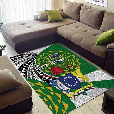 Cook Islands Independence Day Area Rug National Flag And Emblem With