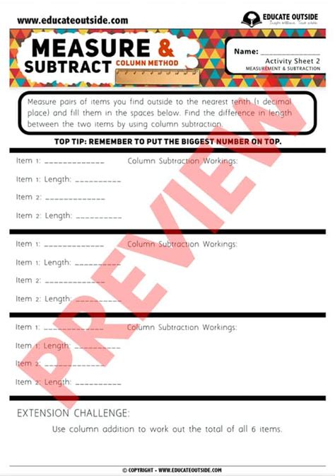 Measure And Subtract Column Subtraction By Saving The Teachers