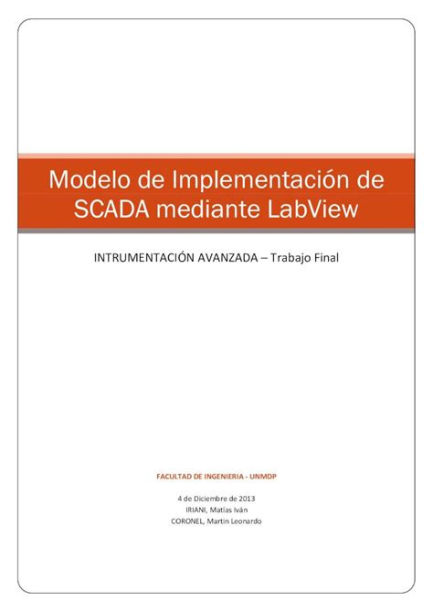 Pdf Modelo De Implementación De Scada Mediante Labvie · Implementar Un Sistema De Monitoreo Y