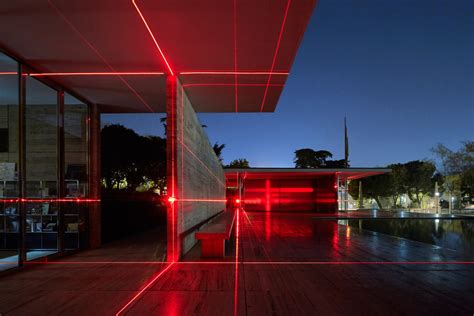 Barcelona Pavilion Emblazoned With Lasers For Geometry Of Light Installation