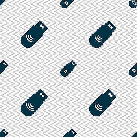 Geometric Texture Seamless Pattern Vector Of Usb Icon Sign Vector Blue