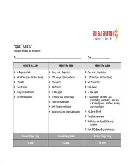 FREE Quotation Formats Samples In PDF