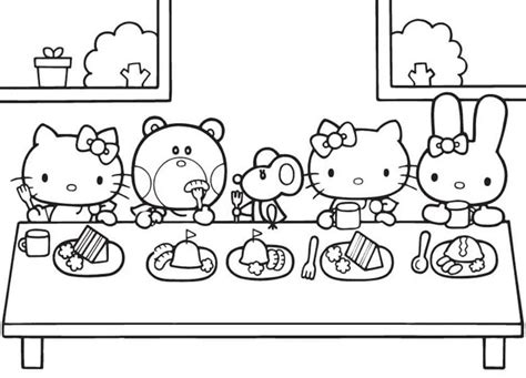 Раскраски Хеллоу Китти и ее друзья распечатать