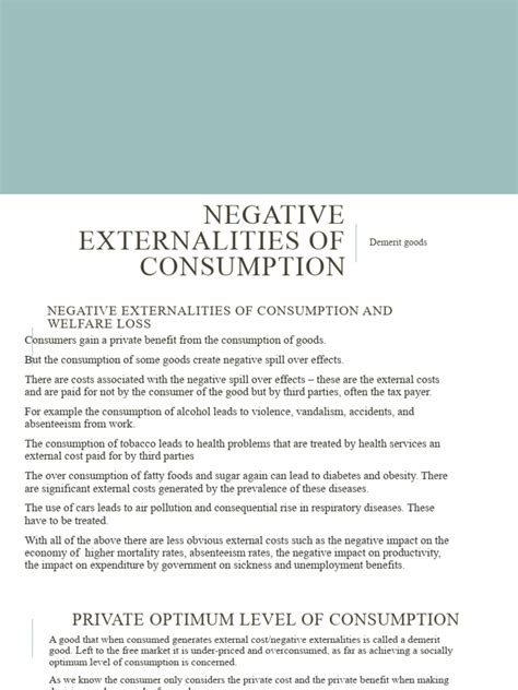Negative Externalities In Consumption Pdf Externality Free Market