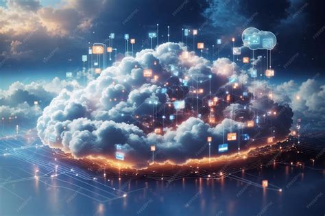 Premium Ai Image Futuristic Cloud Computing Storage Systemconnect To Data Base Station And