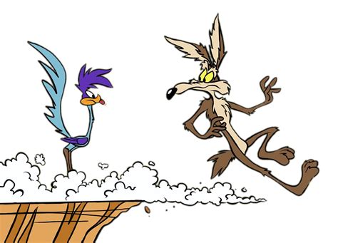 Wile E Coyote Storming Off Cliff Drawing Cartoon Characters Pink