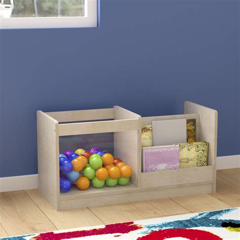 Wooden 2 Tier Double Sided Classroom Display With Transport Storage Bin