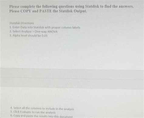 Please Complete The Following Questions Using