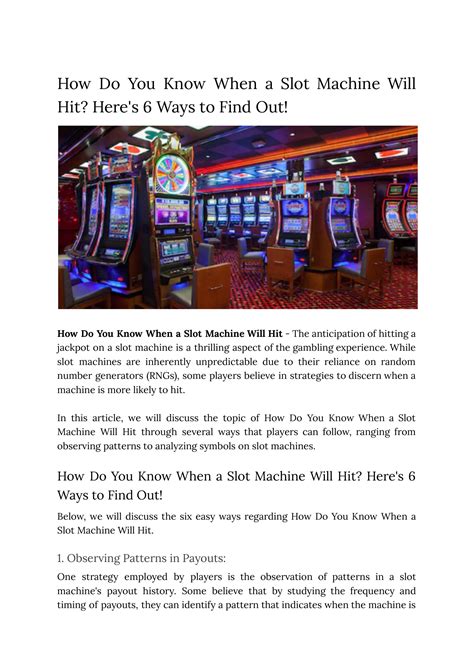 how do you know when a slot machine will hit here s 6 ways to find out