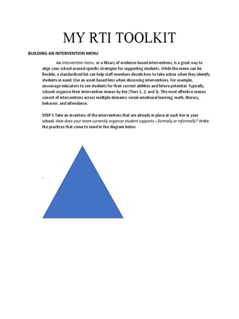 my rti toolkit building an intervention menu pdf goal