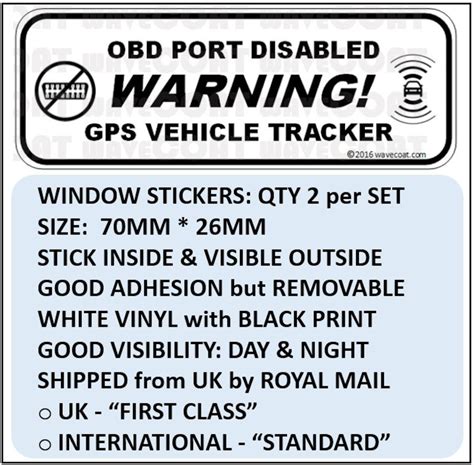 WARNING 4 X OBD Port Disabled GPS Tracker Fitted Window Stickers For Car Van Truck Caravan