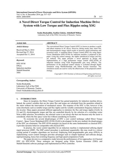 A Novel Direct Torque Control For Induction Machine Drive System With