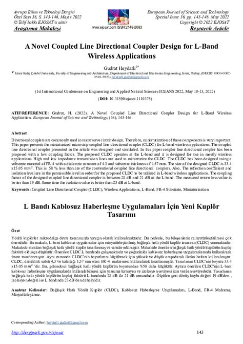 Pdf A Novel Coupled Line Directional Coupler Design For L Band Wireless Applications