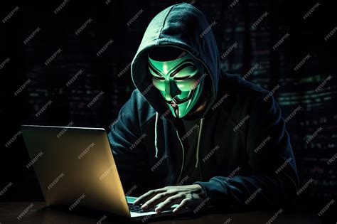 premium photo anonymous hacker without face typing computer laptop