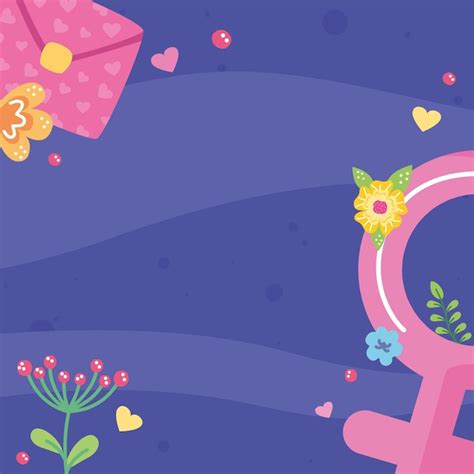 여성 성별 기호 및 하트 프리미엄 벡터