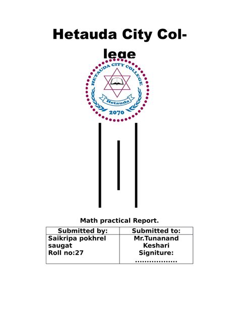 Math Minimum Maximum Math Practical Report Hetauda City Col Lege Submitted By Submitted To