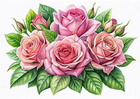 Exquisitely Detailed Pencil Drawing Of A Rose Bouquet A Stunning
