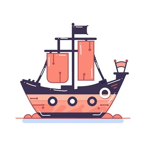 Premium Vector Hand Drawn Cute Pirate Ship In Flat Style