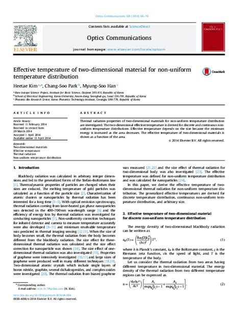 Pdf Effective Temperature Of Two Dimensional Material For Non Uniform Temperature Distribution