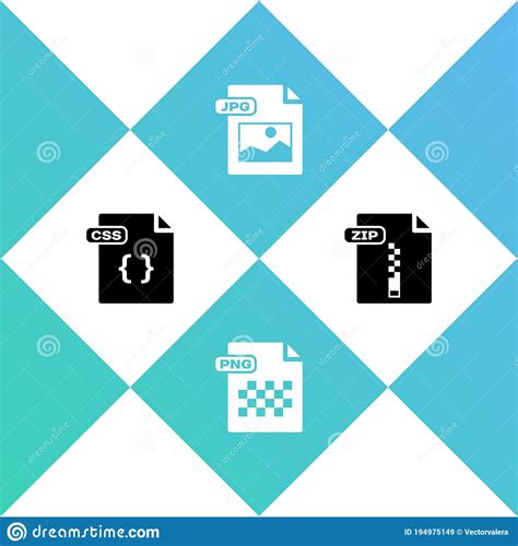 Set Css File Document Png  And Zip Icon Vector Stock Vector