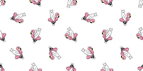 곰 원활한 패턴 벡터 북극곰 수영 반지 비치 여름 스카프 플라밍고 절연 만화 그림 반복 벽지 타일 배경 핑크 겨울에 대한 스톡 벡터 아트 및 기타 이미지 Istock