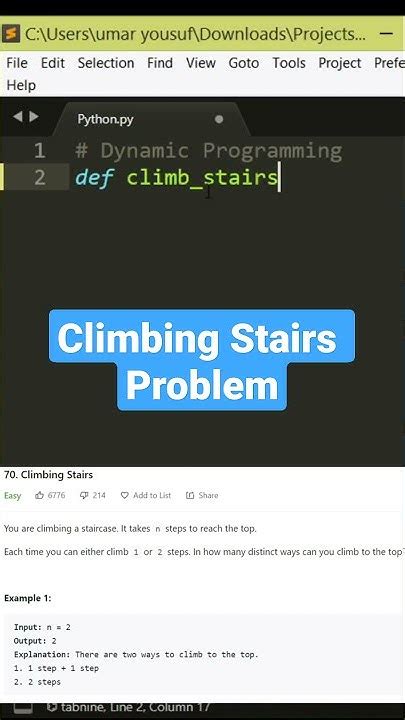 Climbing Stairs Problem In Python Dynamic Programming Shorts Python