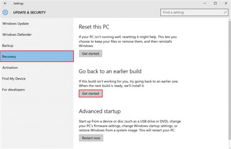 Windows 10 How To Revert Back To The Previous Version Of Windows 10