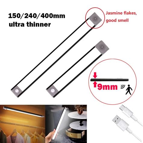 Led ตู้เสื้อผ้าตู้เสื้อผ้าภายใต้คณะรัฐมนตรีไฟบางเฉียบชาร์จ Pir Motion Sensor ไฟกลางคืนด้วย