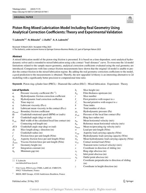piston ring mixed lubrication model including real geometry using