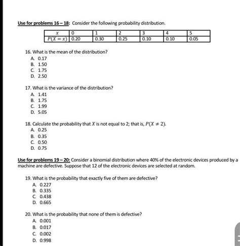 Solved Use For Problems 1618 Consider The Following Chegg Com