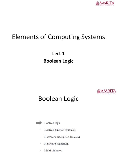 Lect1 Boolean Logic Part1 Pdf