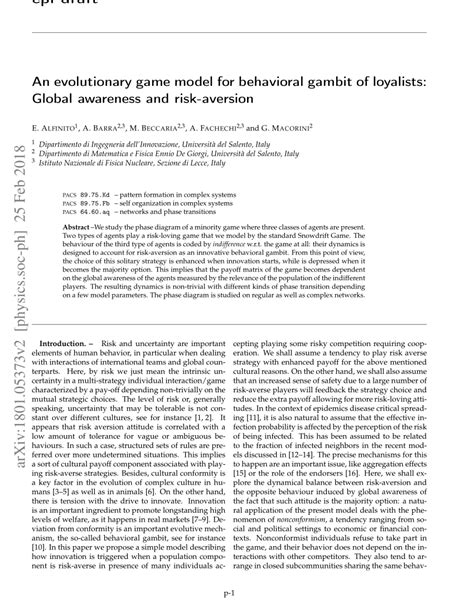 Pdf An Evolutionary Game Model For Behavioral Gambit Of Loyalists Global Awareness And Risk